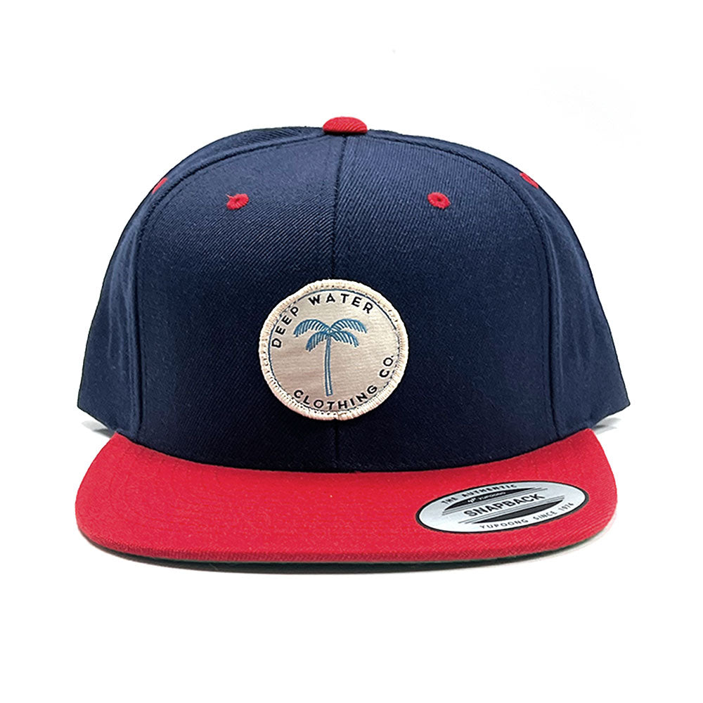 "PARADISE" 2 Tone Navy & Red Snapback – Deep Water Co